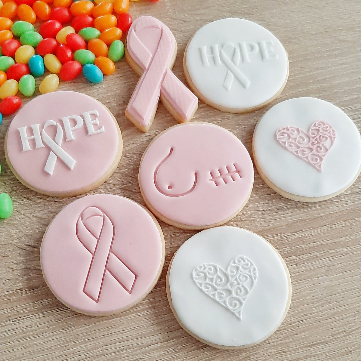 Breast Cancer Awareness Cookie Cutters & Fondant Stamps – Little Monkey NZ Breast Cancer Awareness Cookie Cutters & Fondant Stamps – Little Monkey NZ