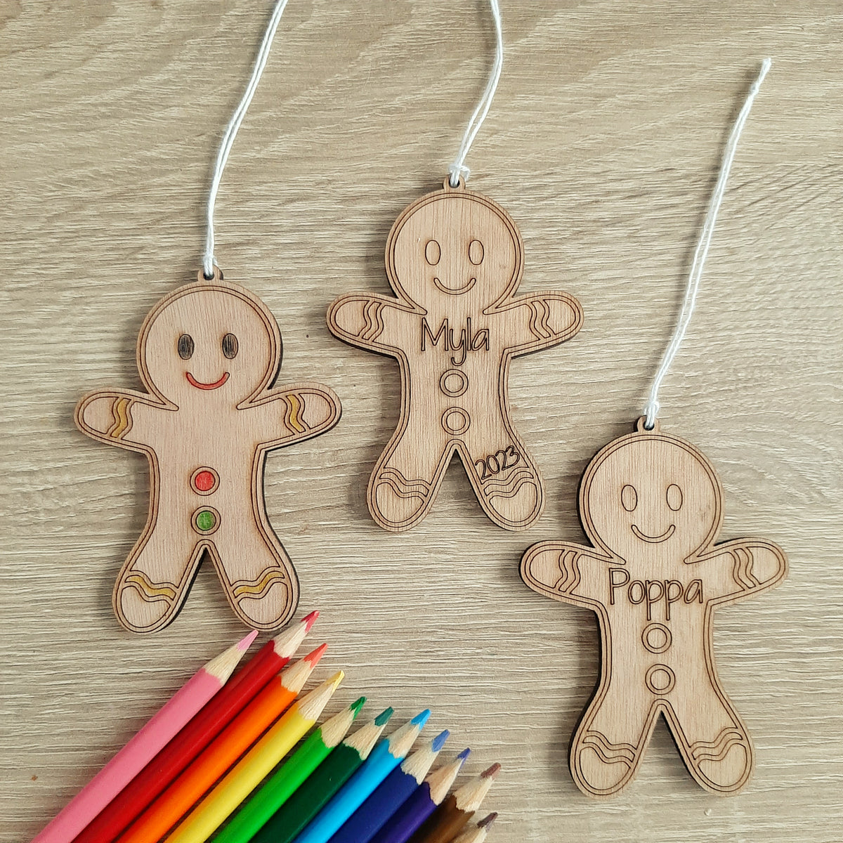 Personalised Gingerbread Man Wooden Christmas Decoration – Little Monkey NZ